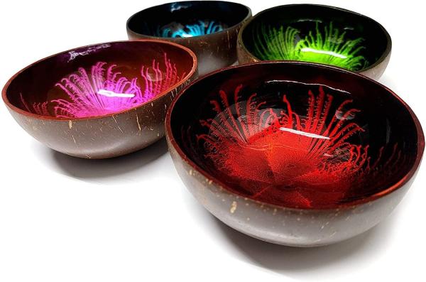 Quality Height 4.5-6.5cm Reusable and Washable Decorative Bowl Lacquered Organic Coconut for sale
