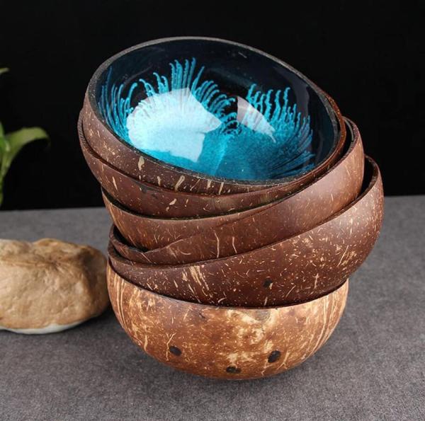 Quality Height 4.5-6.5cm Reusable and Washable Decorative Bowl Lacquered Organic Coconut for sale