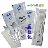 China Disposable Cutlery Pack with Polylactic Acid Fork Spoon and Customized Napkin for sale