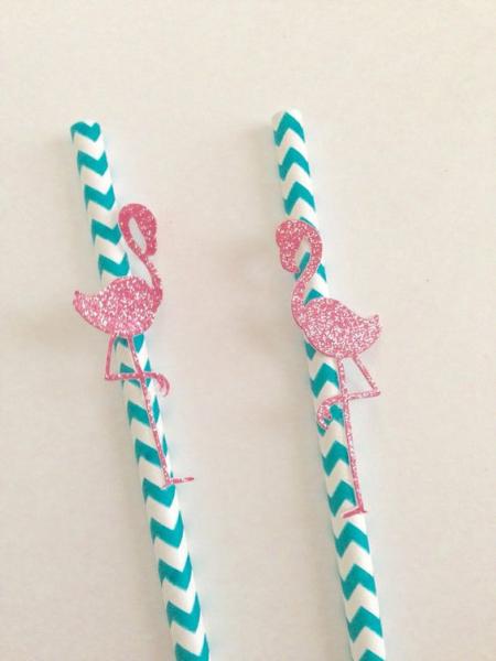Quality Custom Sticker Flamingo and Pineapple Pattern Paper Straws for Party Bar for sale
