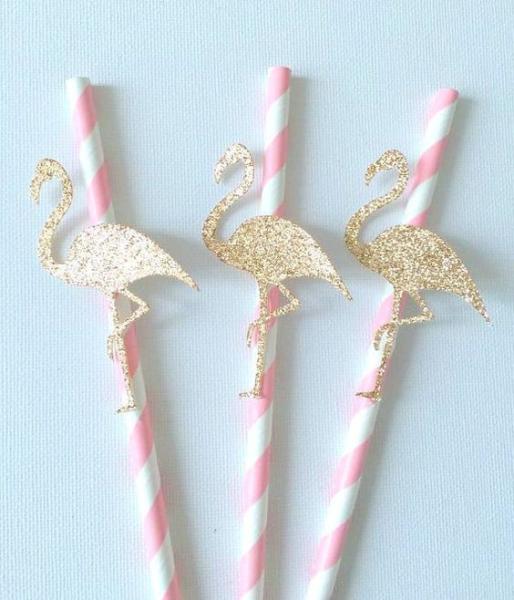 Quality Custom Sticker Flamingo and Pineapple Pattern Paper Straws for Party Bar for sale