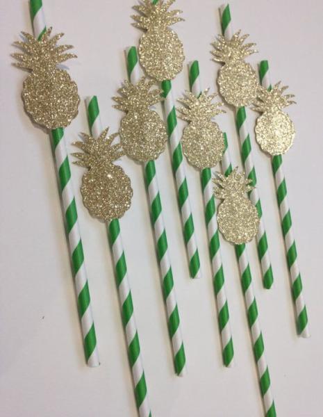 Quality Custom Sticker Flamingo and Pineapple Pattern Paper Straws for Party Bar for sale