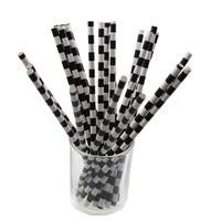 China Individual Paper Wrapped Black and White Drinking Straws with Personalized Pattern for sale