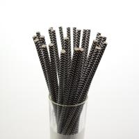 China Individual Paper Wrapped Black and White Drinking Straws with Personalized Pattern for sale