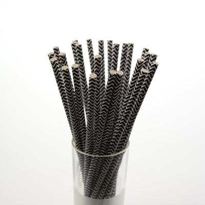 China Individual Paper Wrapped Black and White Drinking Straws with Personalized Pattern for sale