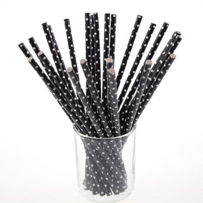China Individual Paper Wrapped Black and White Drinking Straws with Personalized Pattern for sale