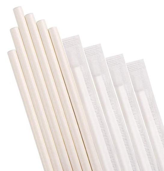 Individual Packed Biodegradable White Paper Straws for Restaurant in Hotpink Color