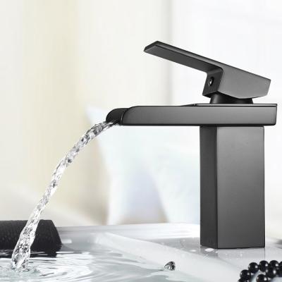 Cina Miscelatore del bacino della maniglia del singolo foro della cascata di acciaio inossidabile SUS304 singolo in Chrome Matte Black in vendita