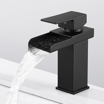 Cina Miscelatore del bacino della maniglia del singolo foro della cascata di acciaio inossidabile SUS304 singolo in Chrome Matte Black in vendita