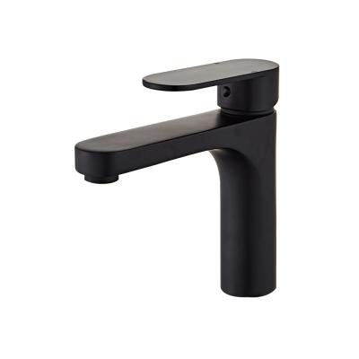 Cina Singolo rubinetto di miscelatore del bacino della maniglia del singolo foro d'ottone in Matte Black in vendita