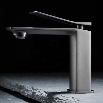 中国 真鍮の現代単一の穴の灰色の単一のハンドルの洗面器のミキサー 販売のため