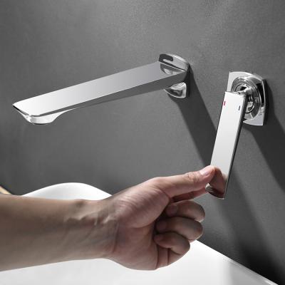 China Moderner an der Wand befestigter einzelner Griff-Becken-Messingmischer in Matte Black Chrome Gold Grey zu verkaufen