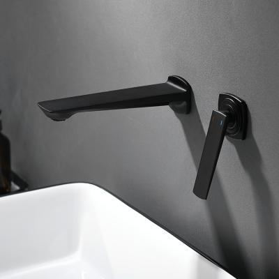 China Moderner an der Wand befestigter einzelner Griff-Becken-Messingmischer in Matte Black Chrome Gold Grey zu verkaufen