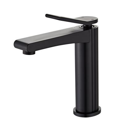 Cina Singolo miscelatore del bacino della maniglia del singolo foro moderno d'ottone in Matte Black in vendita