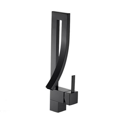 Cina Singolo miscelatore del bacino della maniglia del singolo foro moderno d'ottone in Matte Black in vendita