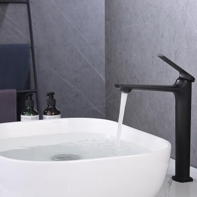 China Solo golpecito de mezclador del lavabo de la manija agujero moderno de cobre amarillo del buque del solo en Chrome Matte Black Gold Grey en venta