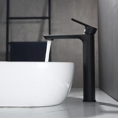 China Solo golpecito de mezclador del lavabo de la manija agujero moderno de cobre amarillo del buque del solo en Matte Black en venta