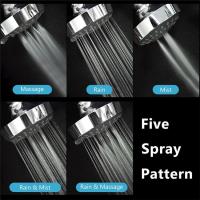 China 4 Inch Single Wall Mounted Shower Head 5 Spray Chrome ABS with Brass Ball Joint G1/2 for sale