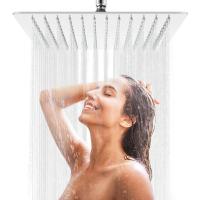 China Ultra Thin Square SS Rainfall Shower Head Matte Black 304 Stainless Steel 1.8 GPM for sale