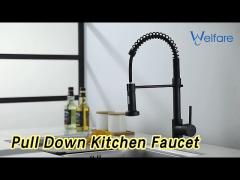 Solid Brass Pull Down Kitchen Faucet 360 Degree Swiveling Stream / Spray