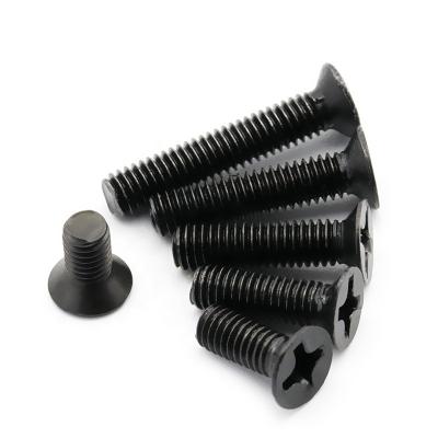China Customized Size High Strength Cross DIN965 Oxide Carbon Steel Countersunk Head M7 Machine Screw Black for sale