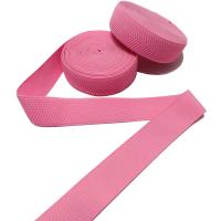 China Pink Herringbone Webbing Polyester Elastic Band 3.5cm Width for sale