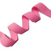 China Pink Herringbone Webbing Polyester Elastic Band 3.5cm Width for sale