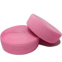 China Pink Herringbone Webbing Polyester Elastic Band 3.5cm Width for sale
