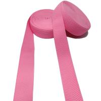 China Pink Herringbone Webbing Polyester Elastic Band 3.5cm Width for sale