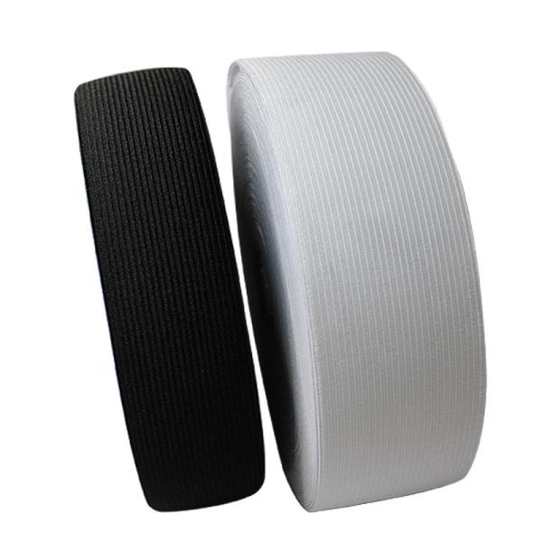 Quality Black Polyester Knitted Elastic Tape 2.5cm Wide Knit Elastic For Garments for sale