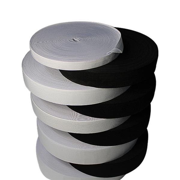 Quality Black Polyester Knitted Elastic Tape 2.5cm Wide Knit Elastic For Garments for sale