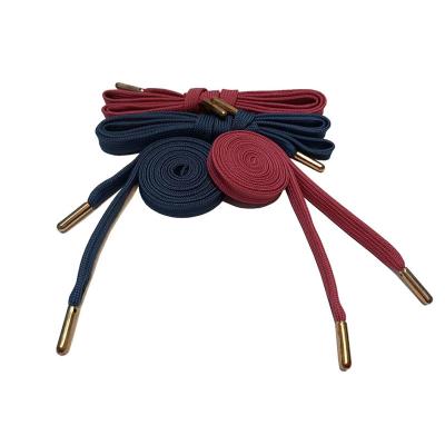 China Black Red Polyester Cord Shoe Laces With Metal Tips Custom Made for sale