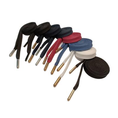 China Black Red Polyester Cord Shoe Laces With Metal Tips Custom Made for sale