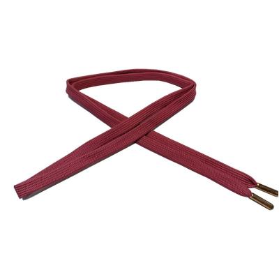 China Black Red Polyester Cord Shoe Laces With Metal Tips Custom Made for sale