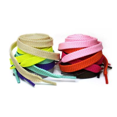 China 100% Polyester Flat Shoe Laces Rope Pink Shoelaces Bulk Customized for sale