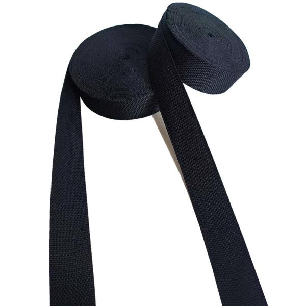 Quality Polyester Plain Webbing Strap 1 Inch Black Soft Thin Tape for sale