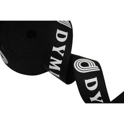 China Druckte Polyesterseide 4cm Schwarz Farbe Custom Logo Hochfestigkeitsgurt zu verkaufen