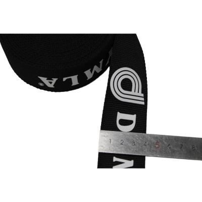 China Druckte Polyesterseide 4cm Schwarz Farbe Custom Logo Hochfestigkeitsgurt zu verkaufen
