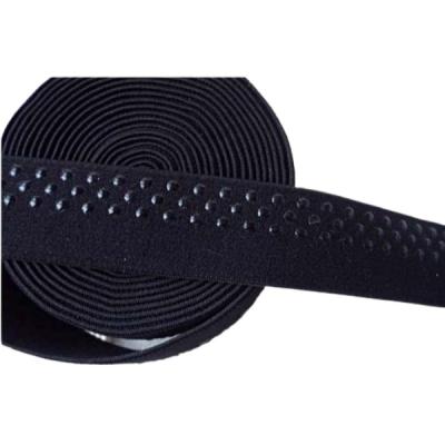 China Swimwear Silicone Dot Elastic Tape High Quality 1 Inch Anti slip Gripper Elastic Webbing for Sportswear for sale