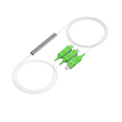 China Uniform Dispersion Steel Tube PLC Splitter 1x2 1x4 APC UPC Multimode Fiber Splitter for sale