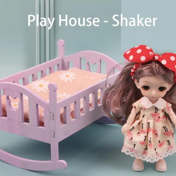 Quality Wooden Doll House Bed Baby Crib for 6 inch Dolls Must-Have Doll Accessories for for sale