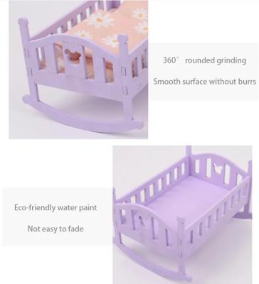 Cina Casa delle bambole in legno Letto Culla per bambini 6 pollici Bambole accessori per bambole per bambini in vendita