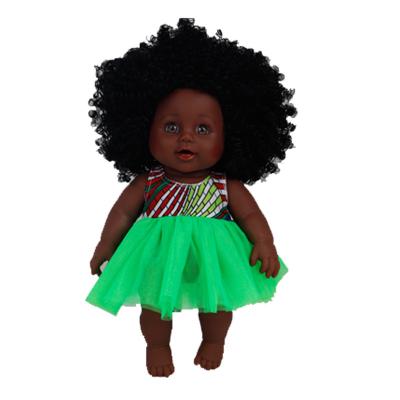 China Hand Rooted Mohair Zwarte Pop Realistische 12 inch Zwarte Baby Poppen Voor Kinderen Geschenk Te koop