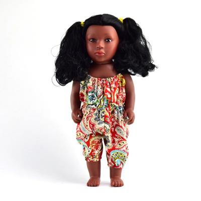 China Hand Rooted Mohair Zwarte Pop Realistische 12 inch Zwarte Baby Poppen Voor Kinderen Geschenk Te koop