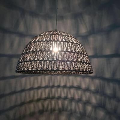 Cina Attaccatura d'annata tessuta a forma di scodella di lana dell'ombra di lampada della corda del filato in vendita