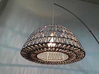 Cina Attaccatura d'annata tessuta a forma di scodella di lana dell'ombra di lampada della corda del filato in vendita