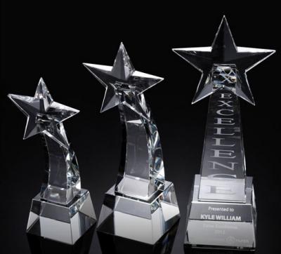 China star bright crystal award/top star crystal tower award/blank crystal star trophy à venda