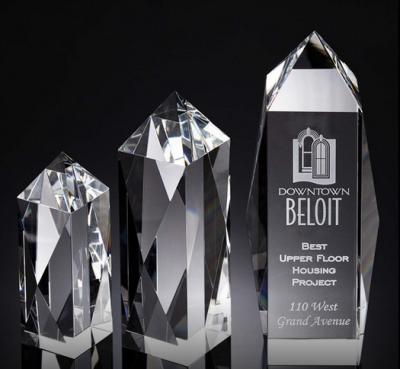 China obelisk crystal award/3d laser engraving crystal obelisk trophy/blank crystal tower award for sale