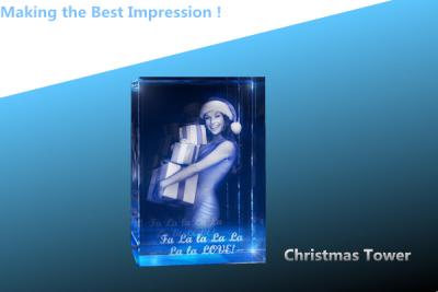 China crystal christmas tower/crystal 3d rectangle/3d crystal rectangle/3d laser crystal cube à venda