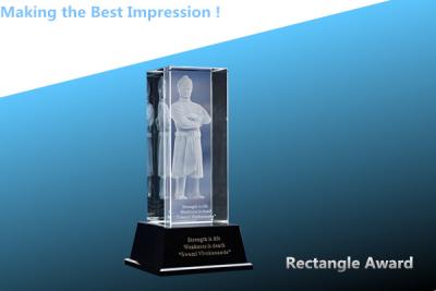 China crystal rectangle award/blank 3d crystal rectangle trophy/crystal 3d laser award/crystal for sale